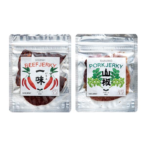 [セット内容]PORK JERKY 山椒ポークジャーキー12g、BEEF JERKY 一味ビーフジャーキー12g　各1[賞味期間]製造後240日この商品はこのような用途(贈り物・プレゼント)におすすめです【引出物】【結婚内祝い】【出産内祝い...