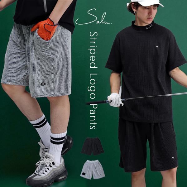 ◎メール便可！※詳細をPCサイトよりご購入前にご確認下さいませ。凹凸感あるストライプ生地を使用した、春夏向けタック入りハーフパンツ。吸汗速乾性に優れた軽量素材で快適な着心地。バックポケットにはDカン付きで、ピン刺しやマーカーピンも装着可能な...