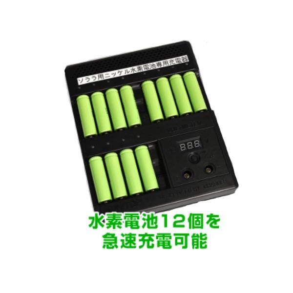 【特長】・ソララシリーズで使用しているソララ用ニッケル水素電池専用の急速充電器です。対応電池仕様 ソララ用ニッケル水素電池（1600mAh~2000mAh） ・日照時間が短い地域や、晴天が続かない状況でもソララ用電池をこの充電器で充電して頂...