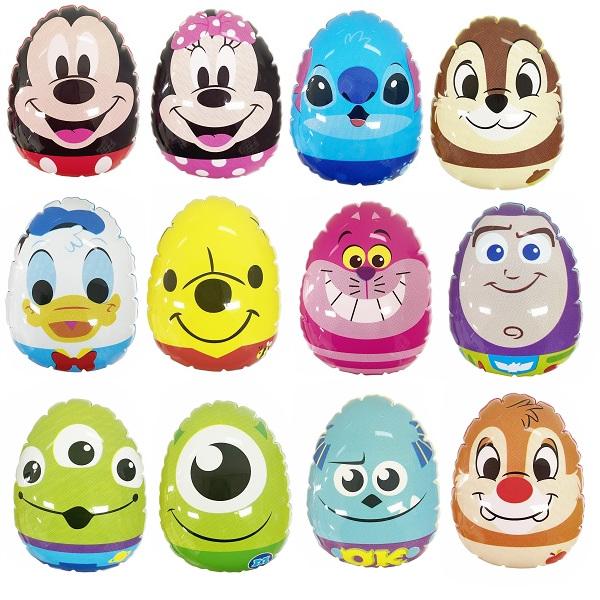 腕や手首に付けよう！みんな大好きディズニーたまご型アームリングです。サイズ（約）：9cm×12.5cm×17.5cm（空気を入れた時）　12種アソート※この商品はエアーコンプレッサーを使ってふくらまさないで下さい。※返品(返金・交換)対象外商品