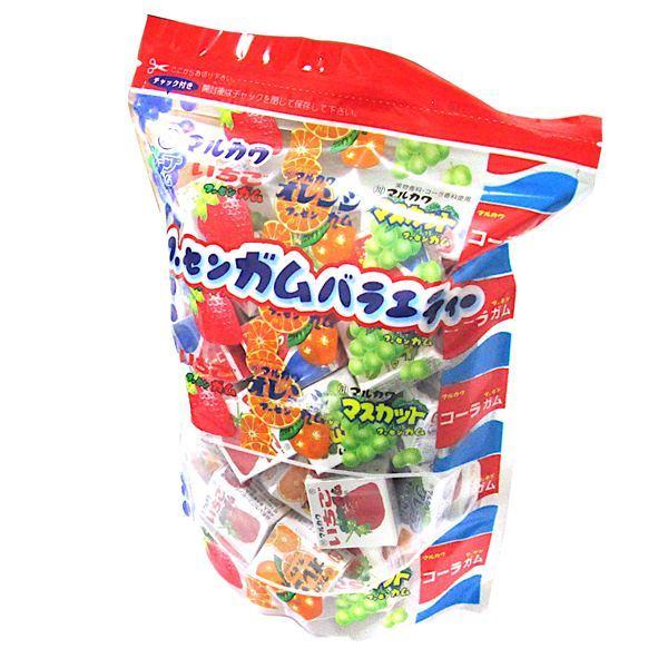 5種類の味♪50個入った大袋！丸川製菓のフーセンガムバラエティです。内容量　50個入（オレンジ味、グレープ味、いちご味、マスカット味、コーラ味）