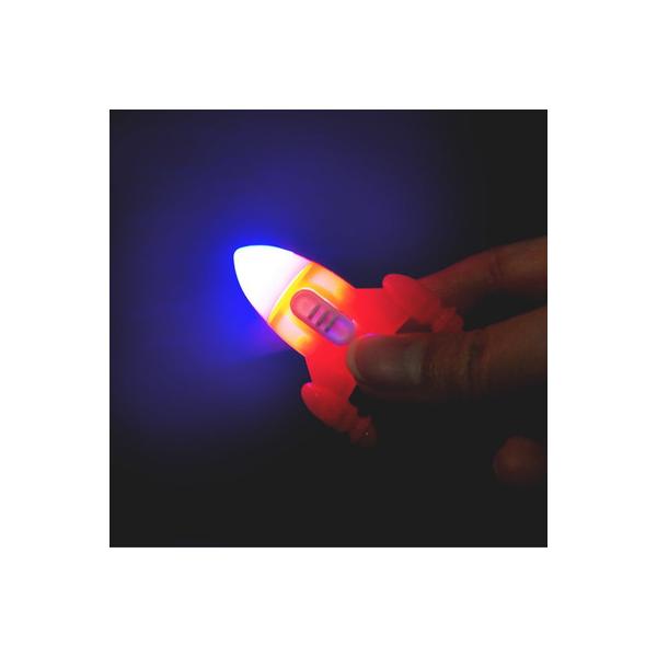 スイッチをスライド！赤と青の2色で光る♪光るピカピカロケットストラップです。サイズ（約）：W3.5×H2.8×D4.8cm　4種アソート※返品(返金・交換)対象外商品