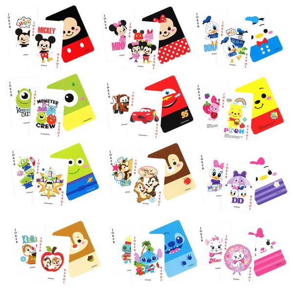 人気キャラクターのかわいいトランプ♪ディズニー顔柄カラフルミニトランプです。サイズ（約）：H6.2×W4.3×D1.8cm　12種アソート※返品(返金・交換)対象外商品