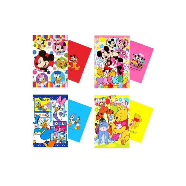 たっぷり16ページ！ディズニー無地ノートです。サイズ（約）：W13.8cm×H21cm　4種アソート※返品(返金・交換)対象外商品