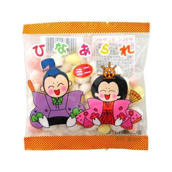 国産米使用で可愛らしいお雛様とお内裏様のイラスト入りのミニサイズの雛あられです。