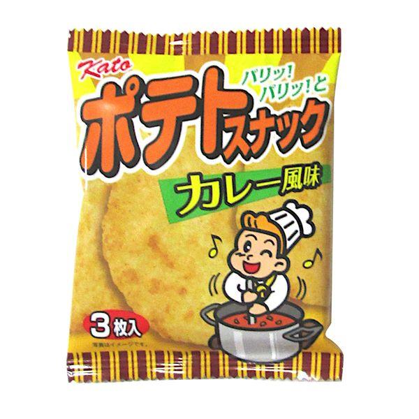 パリッ！パリッ！と、とってもおいしい！かとう製菓のポテトスナックカレー風味です。内容量3枚