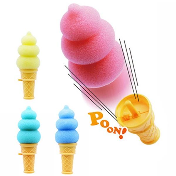 レバーを引くとソフトクリームがポーンと飛び出す！どっきりポン！ソフトクリームです。サイズ（約）：H170mm×W158mm×D58mm　4色アソート※返品(返金・交換)対象外商品