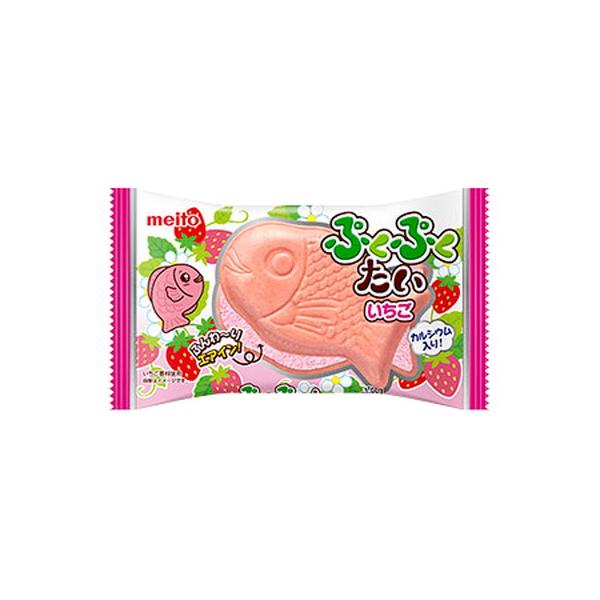 みんなの大好きないちご味のぷくぷくたい！たいが可愛くなってリニューアル！ふんわりおいしいいちご味のエアインチョコレートが、たっぷり入っています。