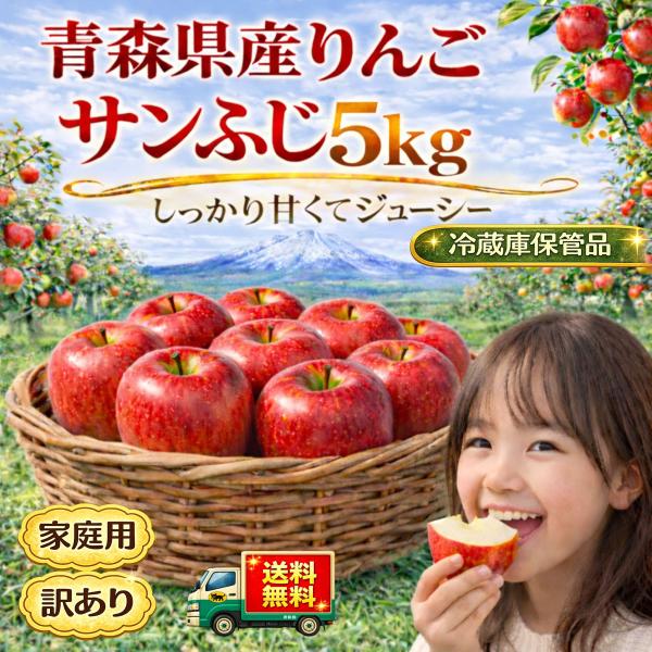 返金保証！青森県産　りんご サンふじ　訳あり5kg　１２〜２５玉前後　になります。 パック詰めにてお送り致します。訳あり（ご家庭用）りんごになります。理由といたしましては、小玉、傷、着色不良、焼け、軸割れなどですが大変お買い得です！☆安心し...