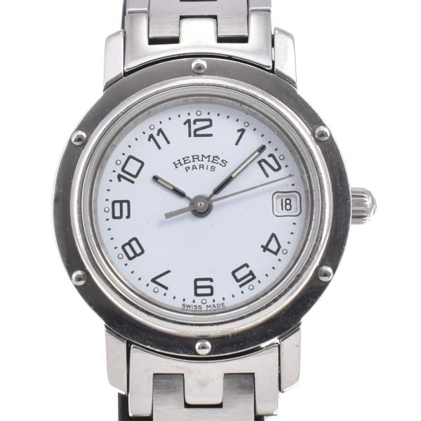 ■商品情報対象：レディース素材：SS × SS文字盤色：ホワイトムーブメント：クォーツRef.No：CL4.210シリアル：1458***機能・特徴：デイト 付属品：なし(本体のみ)ケースサイズ(ｗ)：約 24mmケースカラー：シルバーベル...