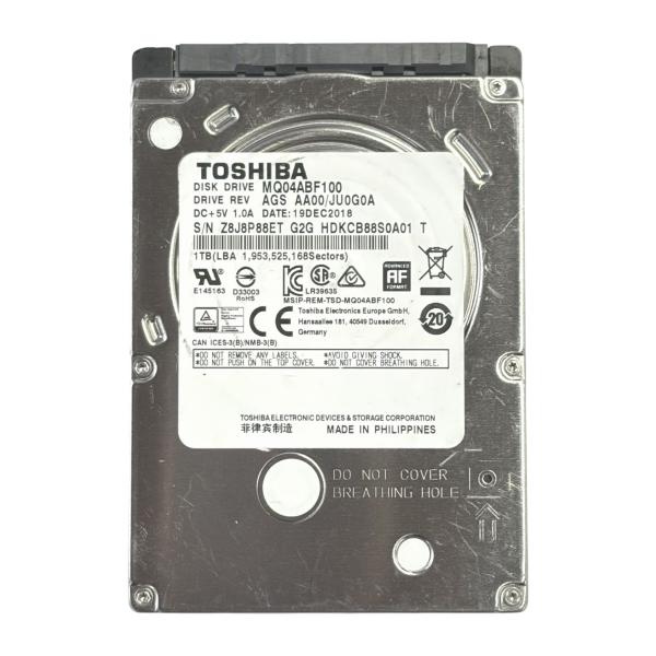 ■メーカー：TOSHIBA■型番：MQ04ABF100■シリアルナンバー：Z8J8P88ET■状態：中古■容量：1TB■サイズ：2.5インチ(7mm)■回転数：5400rpm■キャッシュ：128MB■インターフェース：Serial ATA3...