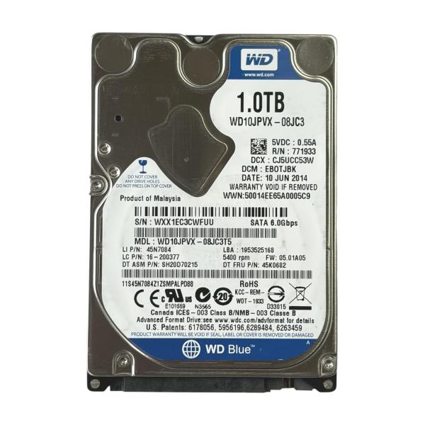 ■メーカー：Western Digital■型番：WD10JPVX■シリアルナンバー：WXX1EC3CWFUU■状態：中古■容量：1TB■サイズ：2.5インチ(9.5mm)■回転数：5400rpm■キャッシュ：8MB■インターフェース：Se...