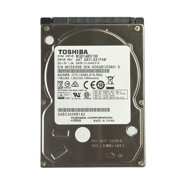 ■メーカー：TOSHIBA■型番：MQ01ABD100■シリアルナンバー：661ESIK9S■状態：中古■容量：1TB■サイズ：2.5インチ(9.5mm)■回転数：5400rpm■キャッシュ：8MB■インターフェース：Serial ATA3...