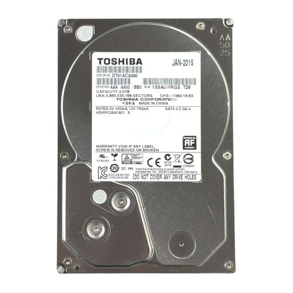 ■メーカー：TOSHIBA■型番：DT01ACA300■シリアルナンバー：15SA0WRGS■状態：中古■容量：3TB■サイズ：3.5インチ■回転数：7200rpm■キャッシュ：64MB■インターフェース：Serial ATA600「Cry...