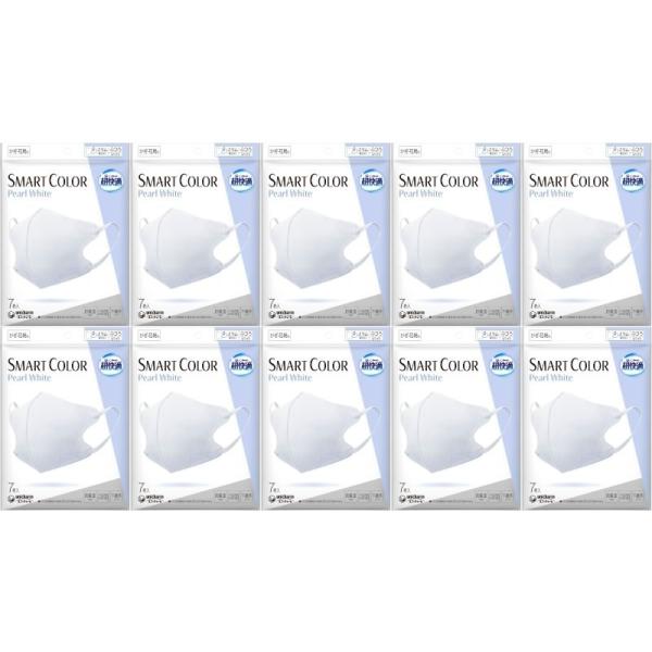 ユニチャーム 超快適マスク スマートカラー 白 パールホワイト ふつう 7枚ノーズフィット無しでもスキマが少ない超軽量設計を実現！立体形状だから圧迫感少ない着け心地と、なじみやすいナチュラルカラーで日常使用に最適！しかもスリムやわらか耳かけ...