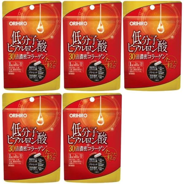 オリヒロ 低分子ヒアルロン酸+30倍濃密コラーゲン プラセンタ 30粒●国産の低分子のヒアルロン酸 120mg(1日目安量中)体の潤いが気になる方にご満足頂けるよう、国産の低分子ヒアルロン酸をしっかり120mg配合しました。※一般的にヒアル...