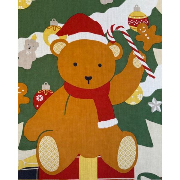 絵手ぬぐい「クリスマステディ/濱文様」（季節・クリスマス・粋）ほっこりテディのクリスマス飾り付けもばっちりてぬぐいタペストリーにもいいですね。濱文様/手捺染サイズ 約長さ90cm×幅34cm布の伸縮により、多少の誤差があります。素材　綿10...