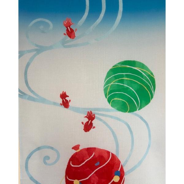 絵手ぬぐい「流水ヨーヨー/濱文様」（水風船・流水・初夏・夏・季節）涼し気な流水　鮮やかな丸くてかわいい水ヨーヨーてぬぐいタペストリーにもいいですね。濱文様/手捺染サイズ 約長さ90cm×幅34cm布の伸縮により、多少の誤差があります。素材　...