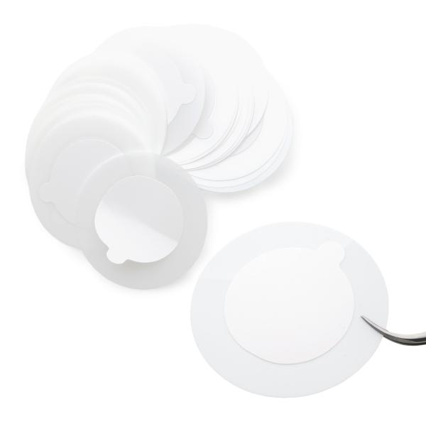 【内容量】 30枚【特徴】・グループレートとして使います。・背面粘着性で玉石やクリスタル、作業台の上に貼付けて固定する事ができます。・グルーの鮮度が長く保ちます。・ネイル作業のパレットとしてジェルのミキシングにも使えます。・使用後は外して捨...