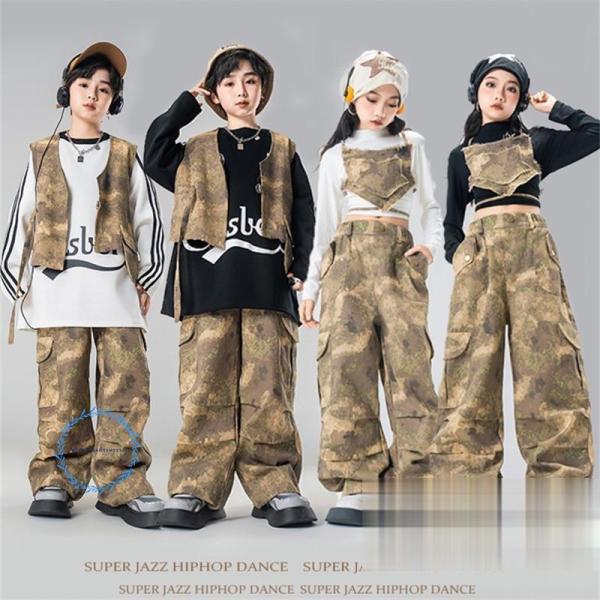 ダンス衣装 ヒップホップ 長袖 星トップス タイダイ柄 パンツ   キッズ 女の子 派手 K-POP 韓国 ステージ衣装 体操服  hiphop 演出服 素材：ポリエステル星キャミのみ?ベストのみ?パンツのみセットA（星キャミ+パンツ）セッ...