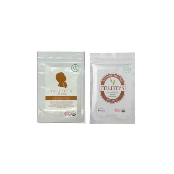 マムズヘナ　マムズ　ヘナ　mum's　mum　マムズヘナオレンジ　マムズヘナブラウンマムズヘナのオレンジ 2袋 とマムズヘナのブラウン 2袋のお得なセットです。製造販売元　株式会社チームパワーソリューション大阪府大阪市東淀川区大桐1-19-...