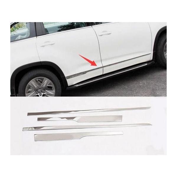 automobile motorcar オートモービル モーターカー カー 車 自動車 車両適用: トヨタ ハイランダー クルーガー 2014 2015 クローム ドア サイド ライン ガーニッシュ ボディ プロテクター スタイリング トリ...