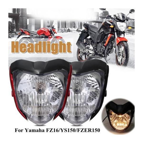 ヘッドランプ 黒 BLACK 緑 GREENカラー: ブラック レッド ブルー グリーン 1ピース バイク ヘッドライト バルブ ブラケット 適用: ヤマハ FZ16/YS150/FZER150 ABS プラスチック ヘッドライト アセンブリ