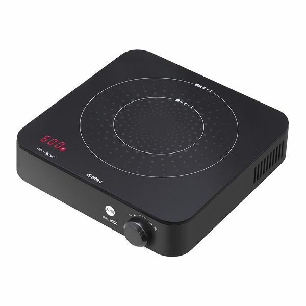 IHクッカー ミニチュラ ドリテック(dretec) DI-218BK GDV7801 IHコンロ IHクッキングヒーター IH調理器 卓上 コンパクト マグネットプラグ 安全設計 フラット形状 鍋料理 鍋 和食 家電 キッチン家電 キッチ...