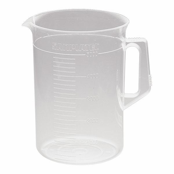 TPX手付ビーカー サンプラテック(SANPLATEC) 01058 BBC04058 ビーカー 計量カップ メジャーカップ メジャリングカップ 水マス 計量 耐熱 耐薬品 プラスチック 実験 5000ml 5000ミリリットル 5L 5リ...