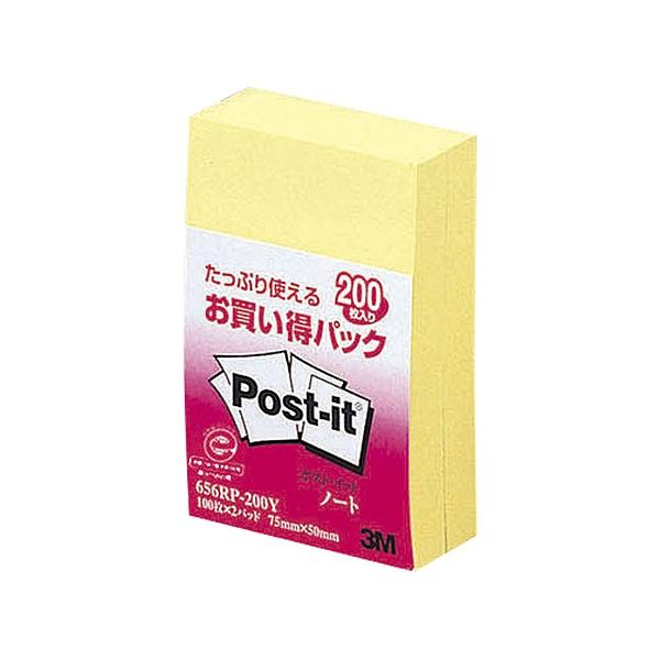 ポストイット ノート 再生紙 スリーエム(3M) 656RP-200Y 31447 メモパッド メモ帳 粘着メモ メモ用紙 メモ POST-IT POSTIT ポスト・イット ラベル ふせん 付箋 黄色 黄 yellow オフィス用品 事務...