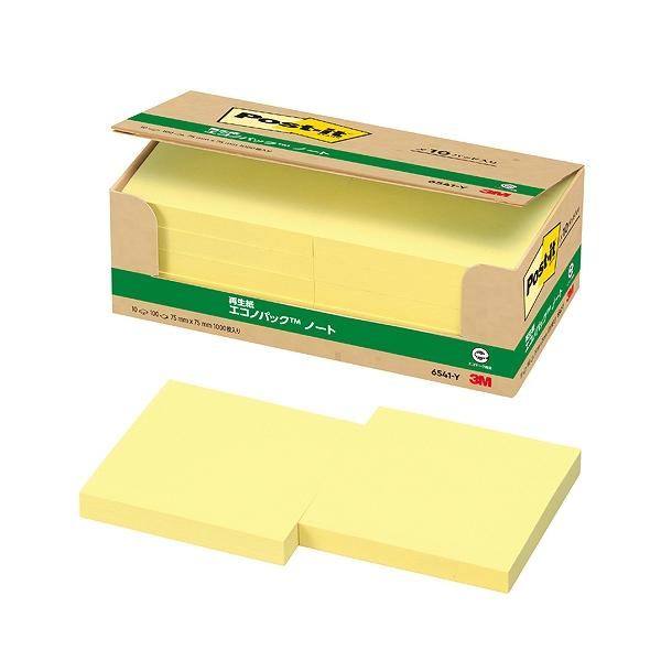 ポストイット エコノパック ノート 再生紙 スリーエム(3M) 6541-Y 31400 メモパッド メモ帳 粘着メモ メモ用紙 メモ POST-IT POSTIT ポスト・イット ラベル ふせん 付箋 黄色 黄 yellow オフィス用品...