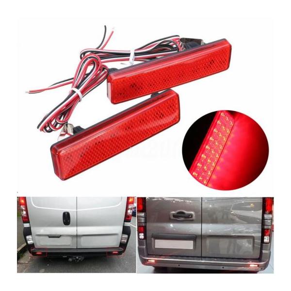 自動車 車 テールランプ ブレーキランプ 反射 ルノー ・ トラフィックマスター 日産 プリマスター オペル ボクスホール VIVARO MOVANO A レッドレンズ LED リア バンパー リフレクター ライト