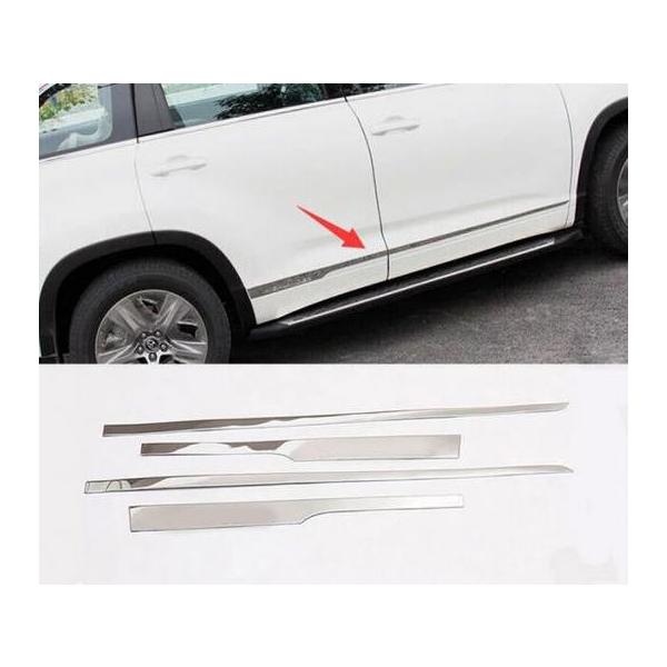 automobile motorcar オートモービル モーターカー カー 車 自動車 車両適用: トヨタ ハイランダー クルーガー 2014 2015 クローム ドア サイド ライン ガーニッシュ ボディ プロテクター スタイリング トリ...