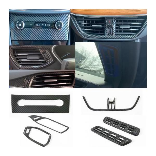 フォード FORD KUGA ESCAPEバリエーション: タイプ005:4点セット 適用: フォード/FORD クーガ エスケープ 2020-2022 2023 2024 カーボンファイバー エアコン 吹き出し口 装飾 エアコン スイッチ...