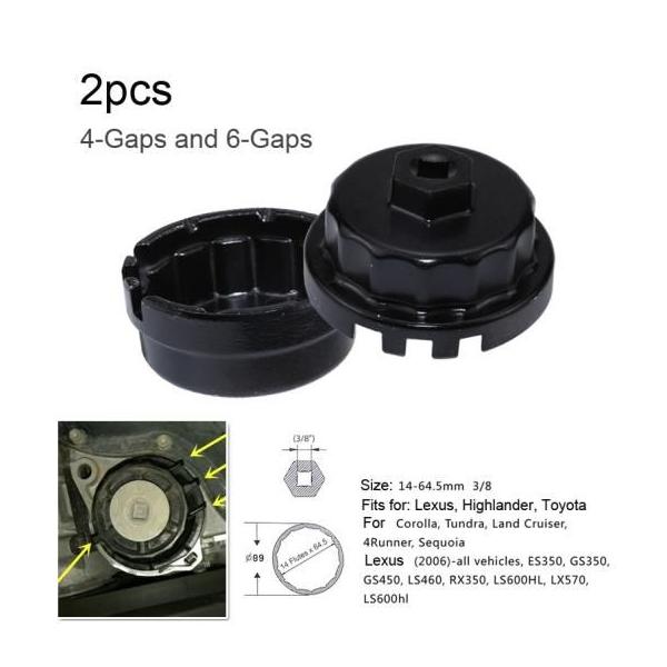 トヨタ TOYOTA トヨタ自動車 PRIUS CORALLA LEXUS CAMRYバリエーション: タイプ006:2ピース セット ブラック アルミニウム エンド キャップ オイルフィルター レンチ 適用: トヨタ プリウス カローラ ...