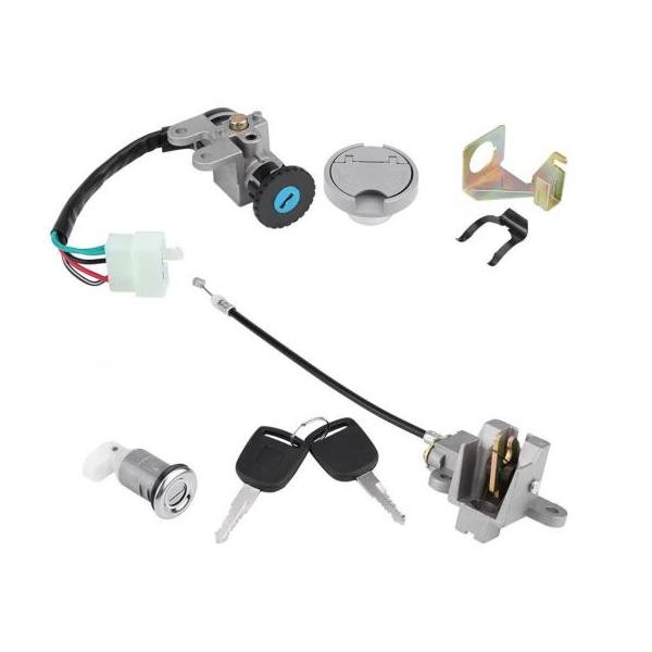 AL-RR-3418-SI 銀 SILVERカラー: シルバー イグニッション スイッチ キー ロック ガス タンク キャップ セット 適用: GY6 50CC JONWAY Taotao Roketa スクーター モペッド バイク