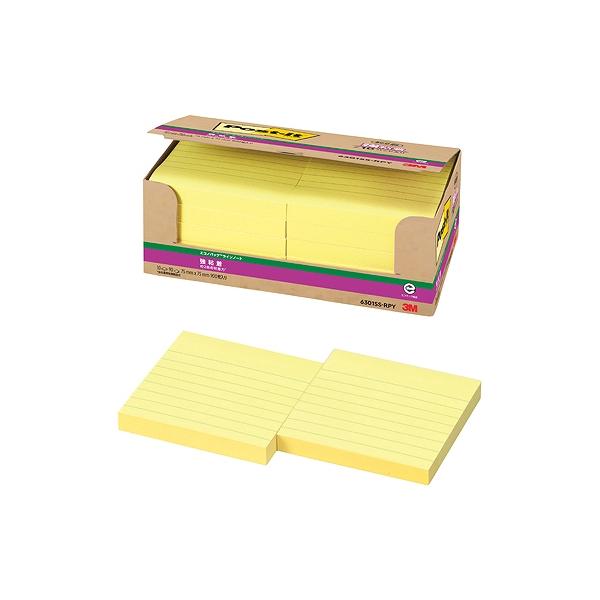 ポストイット エコノパック 強粘着ノート 罫線入り スリーエム(3M) 6301SS-RPY 35710 メモパッド メモ帳 粘着メモ メモ用紙 メモ POST-IT POSTIT ポスト・イット ラベル ふせん 付箋 黄色 黄 yello...