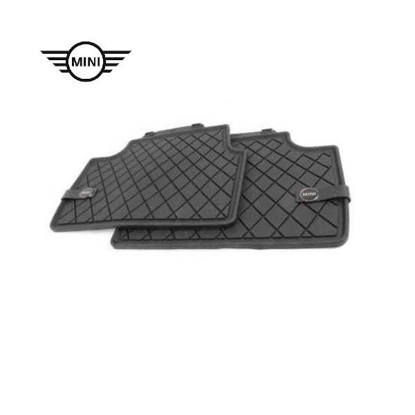 【適合車種】５ドアハッチバック：F65/F55※リヤ２枚セット・足元を雪や雨、泥などから守るためにマットのフチが高めに囲まれた、機能的なデザインのラバーマット。・車両から取り出しやすいグリップ・バンド付き。・皮革ボタン付き本牛皮製バンド関連...