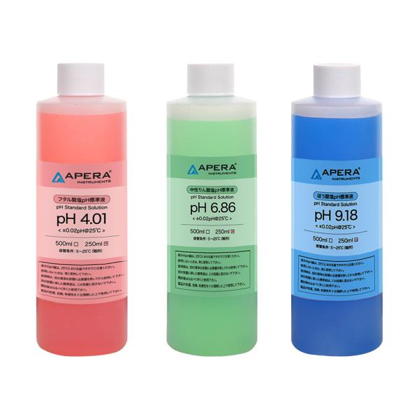pH4.01フタル酸塩標準液250ml 1本、pH6.86中性りん酸塩標準液250ml 1本、pH9.18ほう酸塩標準液250ml 1本、合計3本のセットです。pH計は、定期的に校正する必要があります。電極の洗浄後、メンテナンス後、再生後、...
