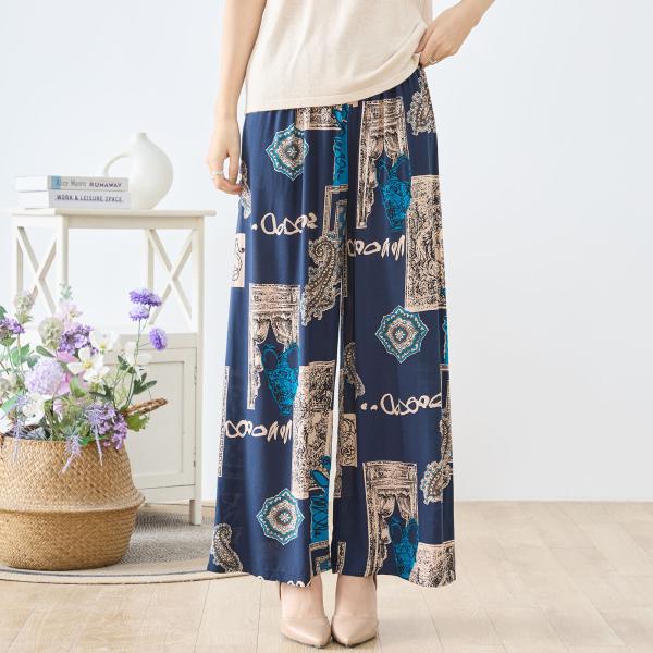 商品コード n53-051-36■ブランド・TRUBE■商品名・・アートプリントリラックスワイドパンツ■柄・・・・アートプリント■色・・・・ネイビー■カテゴリ・パンツサイズ・容量（概寸表記になります）■サイズ（概寸）「M~L」 ワンサイズ展...