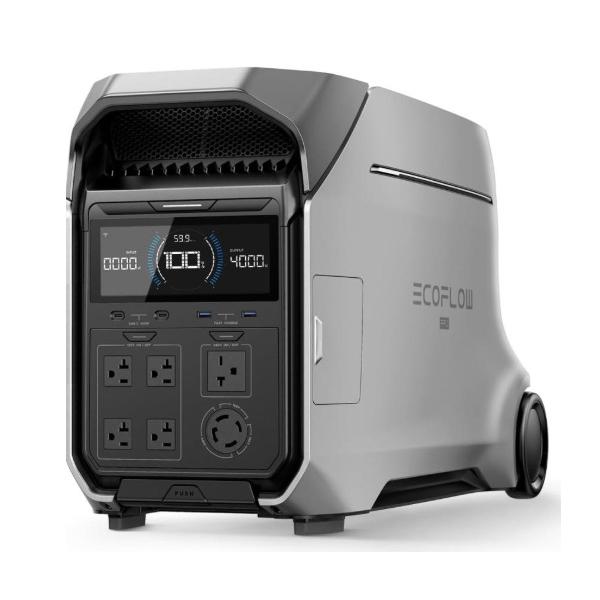 エコフローEFDELTAPRO3-JP684-0812ポータブル電源重量：51.5kgサイズ：34.1×69.3×41.04定格：3600W容量：4096Ｗh投光器：1.8時間業務用ポンプ：20.8時間冷蔵庫：2時間200Vエアコン：2.2...