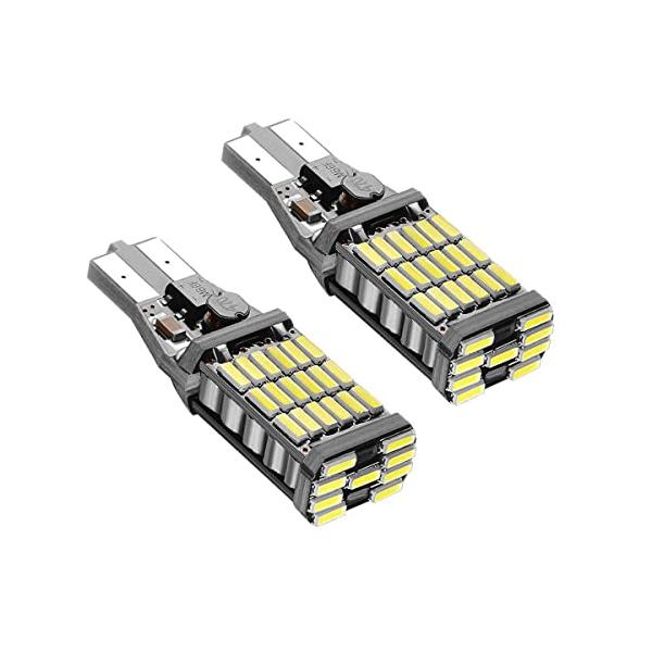 【商品説明】　・【T16 LED ホワイト 2個】バックランプとしか使われません。最先端超高発光効率の4014LED素子45個搭載、360°全方位照射でき、CANBUSキャンセラー内蔵で大部分車種はエラーフリー、12V/24V車用T16バル...