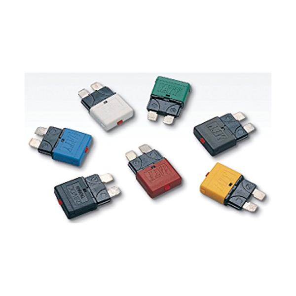 【商品説明】　・ヒューズがすぐに切れるトラブルに再び赤いピンを押すと復帰します。・破壊電流:各種50A対応電流以上のアンペアが流れると赤いピンが飛び出して回路をカットします。 ATCヒューズ用・12V・24V対応 最大対応電圧:28V 5A...