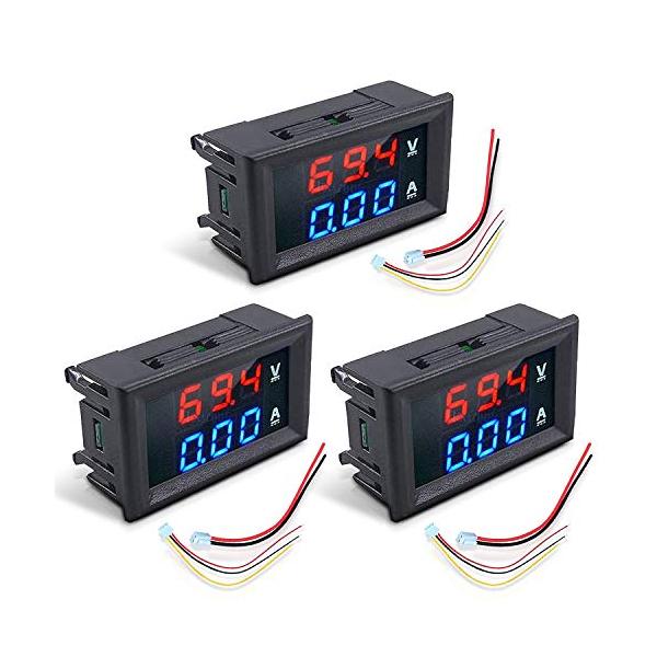 【商品説明】　・【DiyStudio電流・電圧計】：3桁表示の高精度測定、0.28"のデジタルLED画面、2色で電流/電圧を簡単に区別できます。・【小型軽量】：寸法48 * 29 * 22 mm、取り付け穴46 * 27 mm、リード長15...