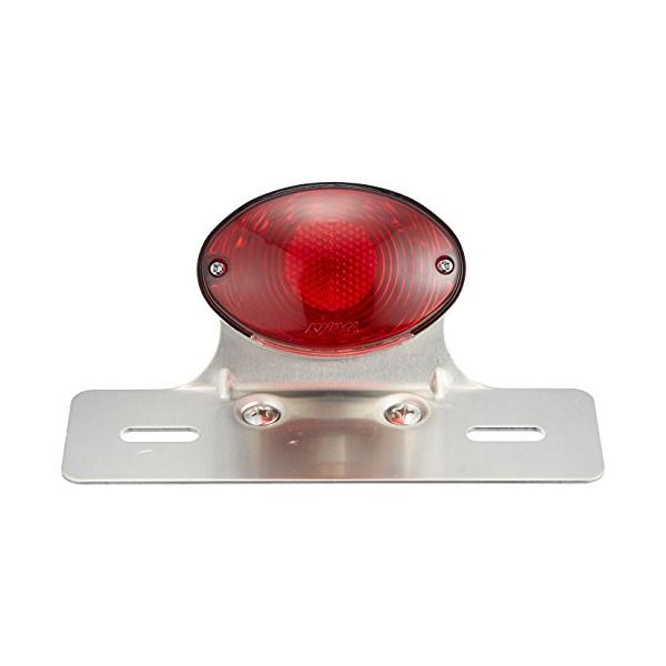 【商品説明】　・アメリカンだけではなく、様々なカスタムに相性が良いミニキャッツアイテールランプ。・付属バルブ:G18:12V23/8W・取付けネジ間ピッチ:45mm・色(ボディ/レンズ):クロームメッキ/レッド・装着し易いナンバー装着用アル...