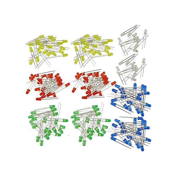 【商品説明】　・アプリケーション:Arduinoプロジェクトを含むDIY、修理機器、電気器具に便利です。・数量：色ごとに40、合計5色、合計200個・発光色：白 赤 黄色 青 緑・直径：3MM※未決済で３日経過した場合は、ご案内無しで一旦キ...