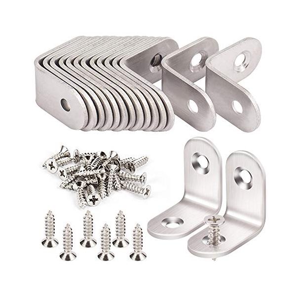 【商品説明】　・L字金具サイズ：長さ25 mm×幅16 mm×高さ25 mm。厚さ：2 mmです。・セット内容：L字金具16個、ネジ約40個。材料：ステンレス鋼。・ネジ・サイズ：M 4 * 16 mm。・用途：90度直角のデザインは、家具部...