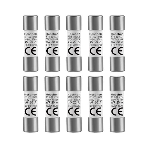 【商品説明】　・10個入りパック・CE がリストされています・サイズ：10X38mm / 0.4 "X1.5"・定格：500VAC 100kA、690VAC 50kA・電流：20A gG※未決済で３日経過した場合は、ご案内無しで一旦キャンセ...
