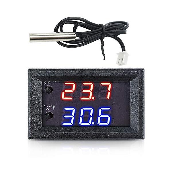 【商品説明】　・【動作パラメータ】：温度測定範囲：-50℃?110℃。精度：0.1°C。リフレッシュレート：0.5S。電源を接続してコントローラーに電力を供給し、測定温度を表示します。入力電圧：DC12V。出力：20Aリレー（1つの出力）。...
