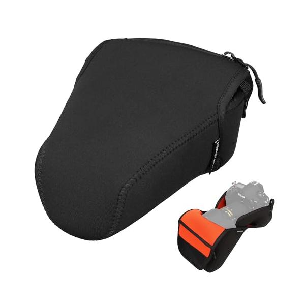 【商品説明】　・■内寸法:約W130×H100×D190mm、■外寸法:約W130×H90×D145mm、■重量:約160g、■材質:ポリエステル、ポリクロロプレン・クッション性抜群、立体構造のカメラジャケット。伸縮性とクッション性に優れた...